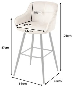 Designová barová židle Natasha šampaňský samet