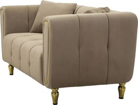 Dvoumístná pohovka Alma 155 cm taupe/zlatá