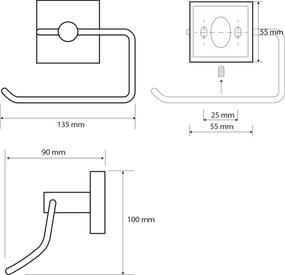 Sapho Sapho, X-SQUARE držák toaletního papíru bez krytu, 135x100x90 mm, chrom, XQ701