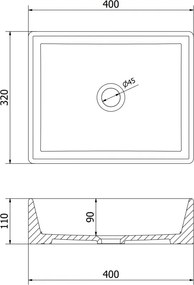 Mexen Goya, umyvadlo na desku 40 x 32 cm, světle šedá matná, 22184061