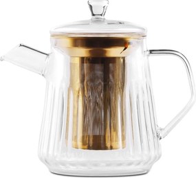 Skleněná konvice na čaj se sítkem ve zlaté barvě 900 ml Mia – Vialli Design