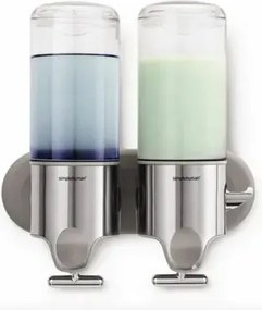 Simplehuman BT1028 Dávkovač mýdla a šamponu na zeď / 2x 444 ml / nerez