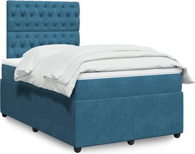 Box spring postel s matrací modrá 120 x 190 cm samet 3294596