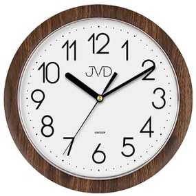 JVD Nástěnné netikající tiché hodiny JVD quartz H612.20 imitace dřeva tmavé