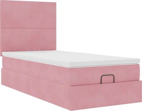 Osmanský rám postele s matracemi růžová 90x200cm samet 3314227