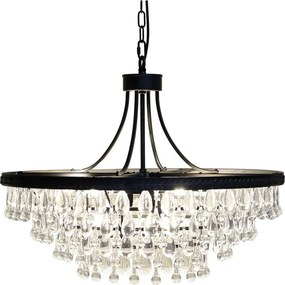 Černý antik lustr s kapkovitými krystaly Versailles - 90*59cm/ E14/ 40W