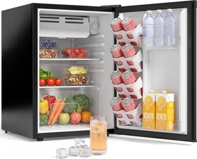 HOMCOM malá lednička 72,5 l s mrazákem, nastavitelný termostat, výměnné dveře, 43 dB, černá