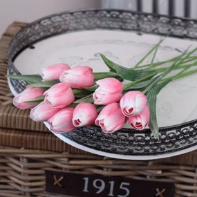 Umělé tulipány lososovo-bílé 43cm
