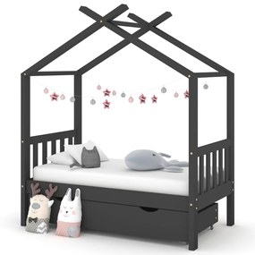 Rám dětské postele se zásuvkou tmavě šedý borovice 70 x 140 cm - Default Title