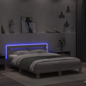 Rám postele s čelem a LED osvětlením šedý sonoma 140 x 200 cm 3207551