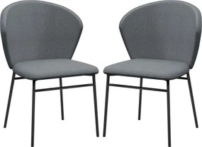 HOMCOM 2 ks jídelních židlí s čalouněným sedákem v lněném vzhledu, stabilní ocelové nohy, moderní design, šedá