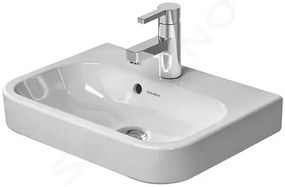 DURAVIT - Happy D.2 Umývátko 500x360 mm, s přepadem, s otvorem pro baterii, s WonderGliss, bílá (07105000001)