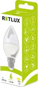 RETLUX RLL 628 C37 E14 candle 6W / 810 lm / 6500K - denní bílá / D