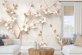 Malvis ® 3D tapeta Krémové květy Vel. (šířka x výška): 288 x 200 cm