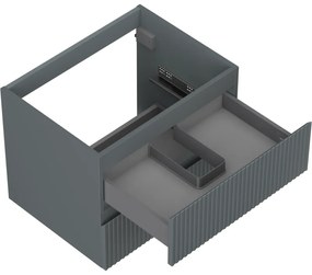 Mexen Rivel, koupelnová skříňka 60 cm, 2 zásuvky, drážkovaná, grafitová matná, 91A20-06047-2-BFF66