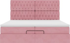 Osmanský rám postele s matrací růžová 200x200cm samet 3313570