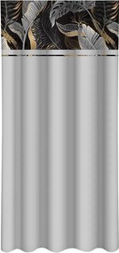 Jednoduchý světle šedý závěs s potiskem šedých a zlatých listů Šířka: 160 cm | Délka: 270 cm