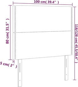 Čelo postele s LED tmavě šedé 100x5x118/128 cm samet 3122327