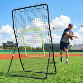 HOMCOM Kickback odrazová branka 75x126cm, odrazová stěna z oceli a PE, tréninková pomůcka pro fotbal, černá