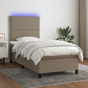 Box spring postel s matrací a LED taupe 90x200 cm textil