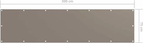 Balkónová zástěna taupe 75 x 300 cm oxfordská látka 134984