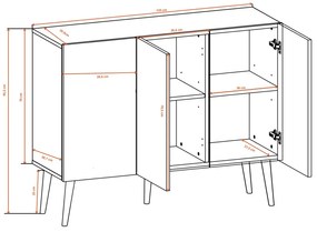 Komoda TORONTO 120 cm dub artisan/černá