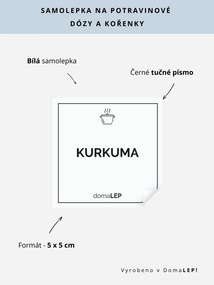 Samolepka na kořenky KURKUMA bílá 5 × 5 cm tučné písmo