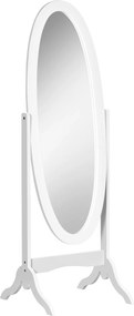 HOMCOM Oválné zrcadlo v stylu shabby chic s nastavitelným náklonem, 48D x 46Š x 147V cm, MDF Bílá