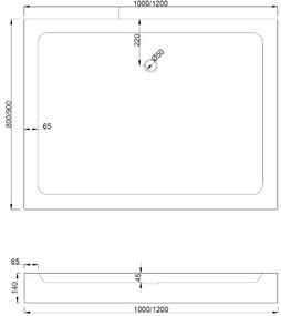 Mexen RIO - Obdélníková sprchová vanička 120x90x14 cm + chromový sifon, bílá, 45109012
