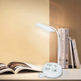 Aigostar - LED Stmívatelná stolní lampa se zásuvkami a USB LED/4,6W/230V bílá