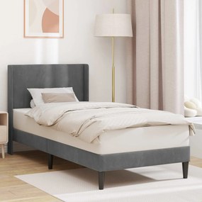 Rám postele s čelo Tmavě šedá 90 x 190 cm Samet 3414668