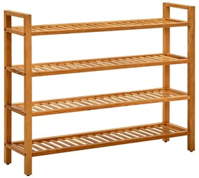 Botník se 4 policemi 100 x 27 x 80 cm masivní dubové dřevo 331750