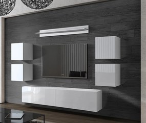 Ral Obývací stěna BARCELONA 2, 240 cm - Bílý lesk