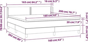 Box spring postel s matrací tmavě šedá 160x200 cm samet 3130908