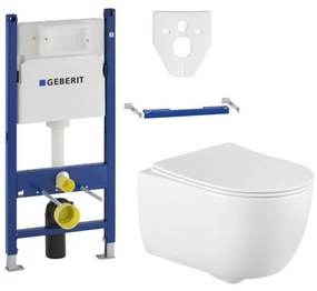 Závěsný set GEBERIT Duofix Basic+ WC CARMEN Rimless 49 x 37 cm + pomalu padající deska Slim, bílá, 3388XX00+39040100