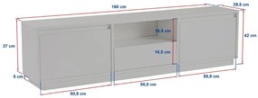 Designový TV stolek Tanaquil 160 cm atlantská borovice