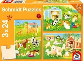 SCHMIDT Puzzle Přátelé ze statku / 3x24 dílků / od 3 let / 26,3 x 17,8