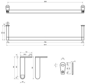 GSI CLASSIC čelní držák ručníků 90cm, chrom PACL90