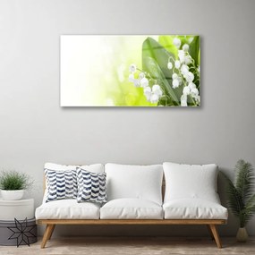 Obraz na skle Konvalinky Listy Květiny Louka 140x70 cm
