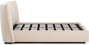 Béžová čalouněná dvoulůžková postel z žinylky s úložným prostorem s roštem 160x200 cm Arvian – Kave Home