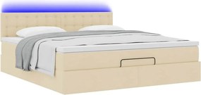 Osmanská postel s matrací &amp; LEDs krémová 180x200cm látka 3312497
