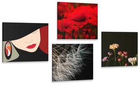 Set obrazů elegantní žena v zajímavém stylu - 4x 40x40 cm