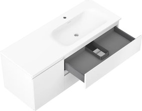 Mexen Orio, koupelnová skříňka 120 cm s pravým umyvadlem Vela, 2S, 1D, bílá matná, 91A13-12047-3-BBFFFF01-W23P01