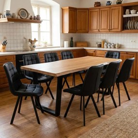 Vikio Jídelní set pro 8 osob 180x90 cm dub noha U černá židle VJS158-8C-S