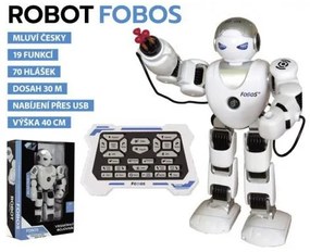 Teddies Robot RC FOBOS interaktivní chodící česky mluvící na baterie s USB 40 cm