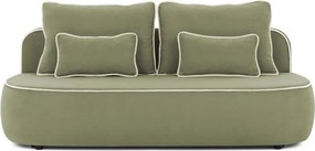 Khaki/béžová sametová rozkládací/s úložným prostorem pohovka 210 cm Saga – Ropez