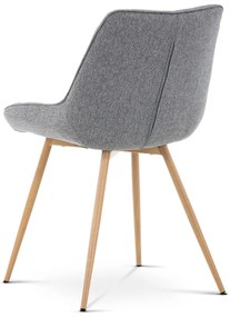 AUTRONIC Jídelní židle, potah šedá látka, kovové nohy, 3D dekor dub
