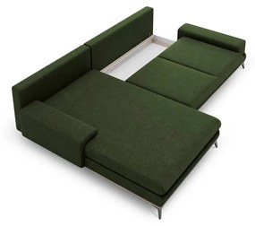 Lahvově zelená rozkládací rohová pohovka Windsor &amp; Co Sofas Planet, levý roh