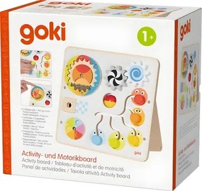 GOKI Motorická aktivity deska / Dřevěná hračka / 6 herních prvků