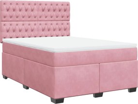Box spring postel s matrací růžová 140x200 cm samet 3293241